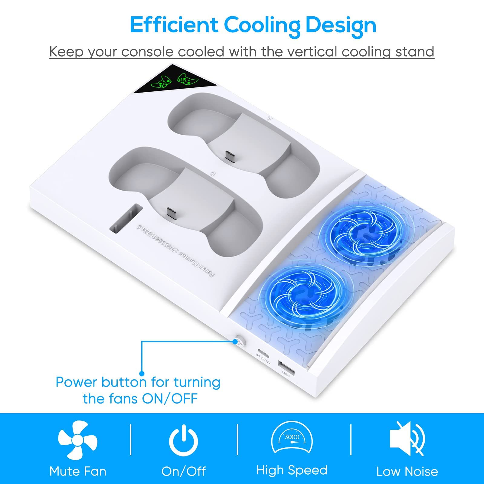 Cooling Fan Stand for Xbox Series S with 3-Pack 1400mAh Rechargeable Battery Pack, YUANHOT Vertical Charging Station Dock Accessories with Controller Charger Port & Cooler System for XSS - White