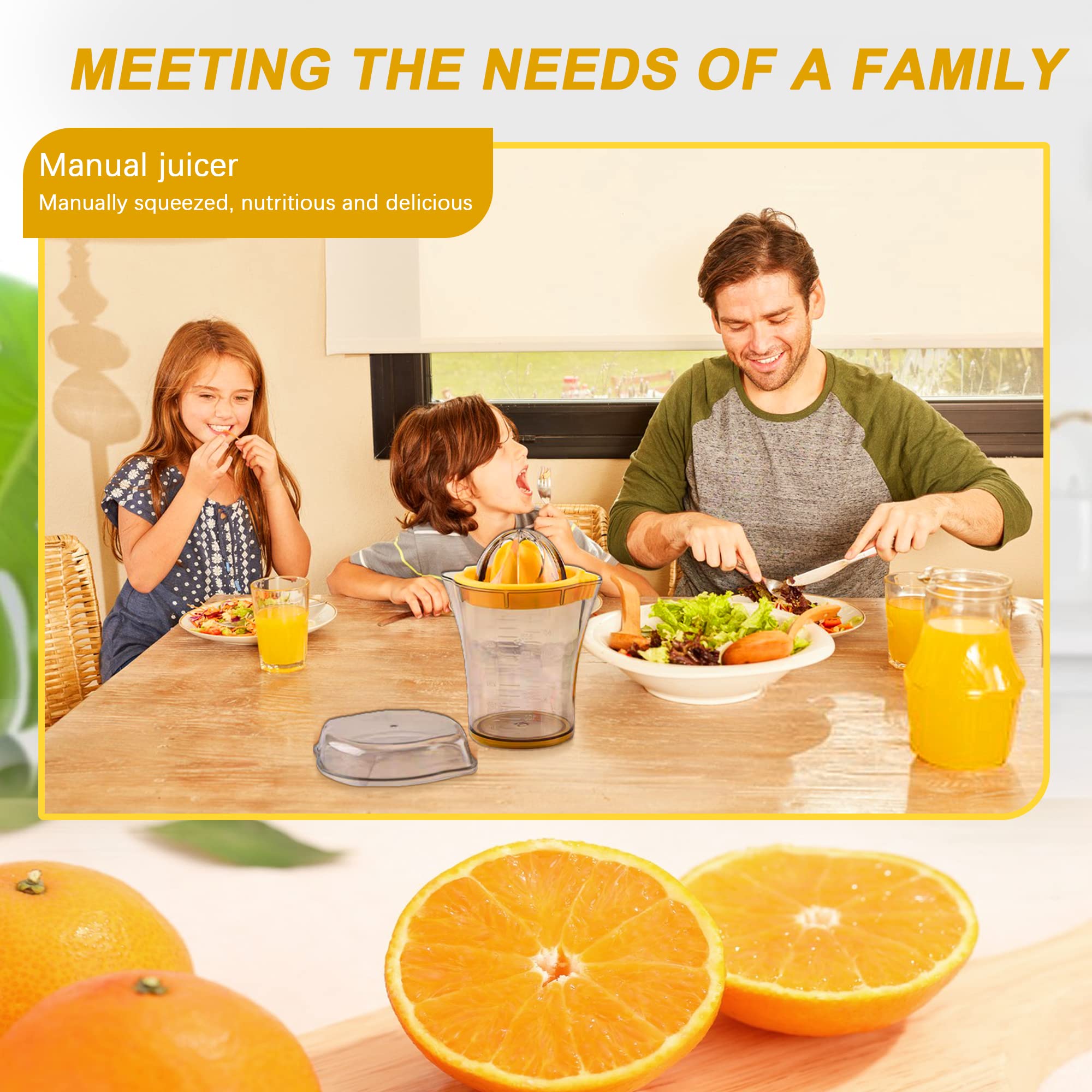 Citrus Lemon Orange Juicer Squeezer, Manual Hand Juicer for Orange Lime Squeezer, Lemon Juicer Orange Juicer Squeezer with Strainer and Built-in Measuring Cup