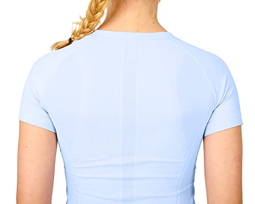MathCat Workout Shirts for Women Short Sleeve, Workout Tops for Women, Quick Dry Gym Athletic Tops,Seamless Yoga Shirts Blue
