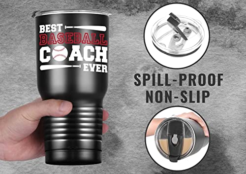 Onebttl Baseball Coach Gifts, Funny Gift Idea for Appreciation, Christmas, Birthday, 30oz Stainless Steel Insulated Travel Mug - Best Baseball Coach Ever