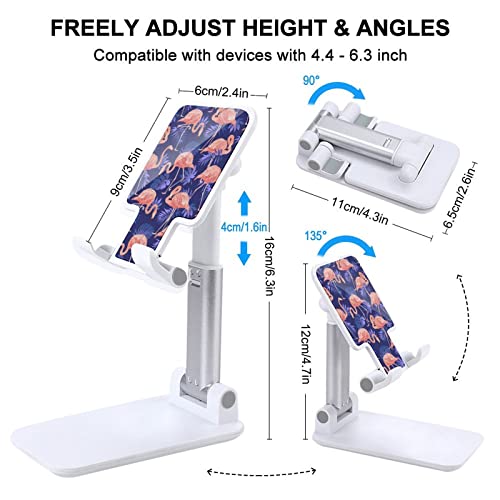 Flamingo Bird and Tropical Leaves Foldable Desktop Cell Phone Holder Portable Adjustable Stand for Travel Desk Accessories