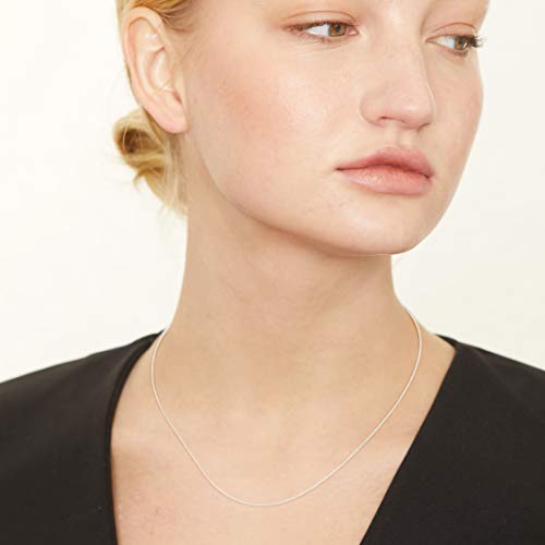 KISPER Sterling Silver Box Chain Necklace β Thin, Dainty, 925 Sterling Silver Jewelry for Women & Men with Spring Ring Clasp β Made in Italy, 18β