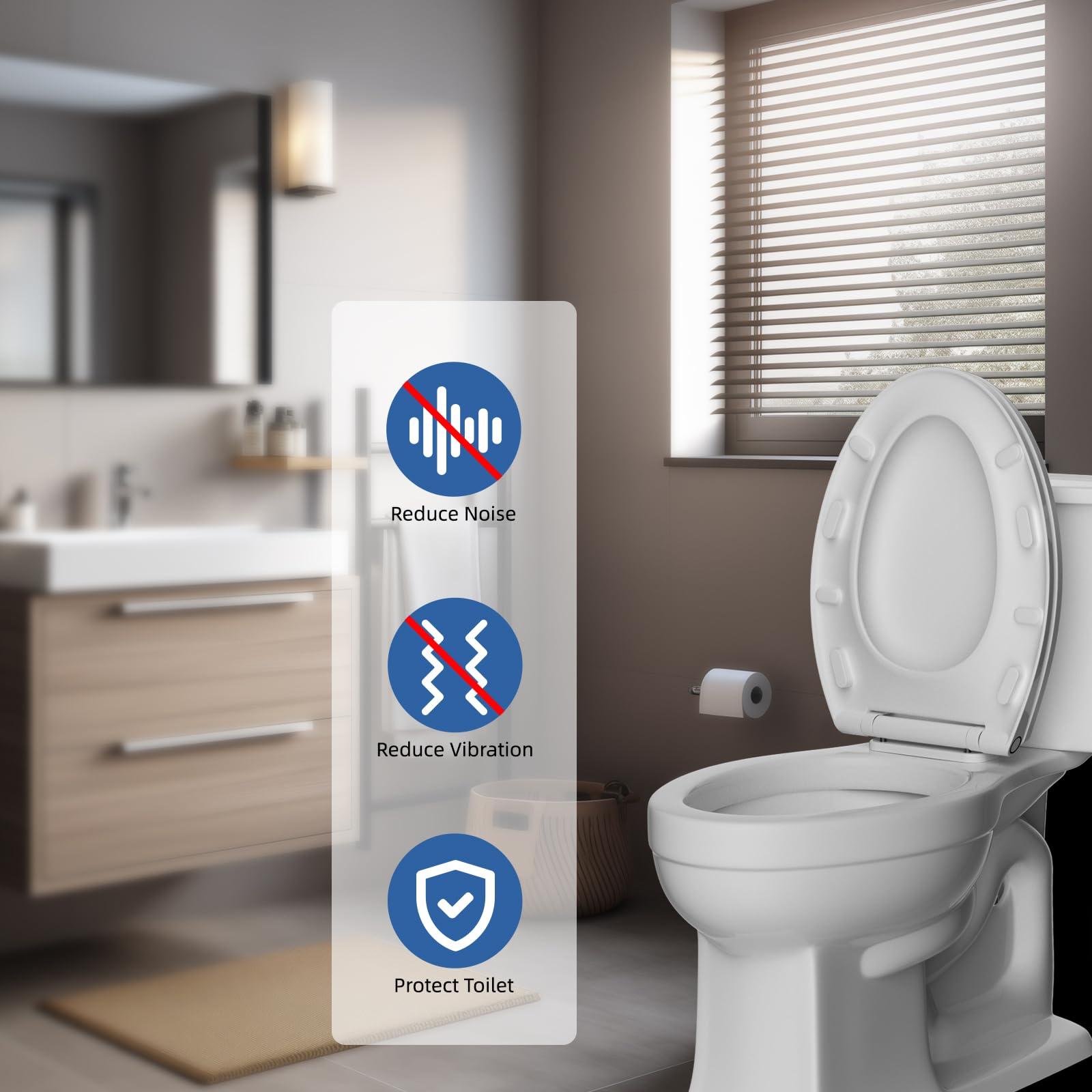 Hibbent 4 pieces Toilet Seat Bumpers for Bidet, Strong Adhesive Toilet Seat Bumpers for Use with Bidet Attachment, Universal Buffer Toilet Lid Rubber Bumpers, White