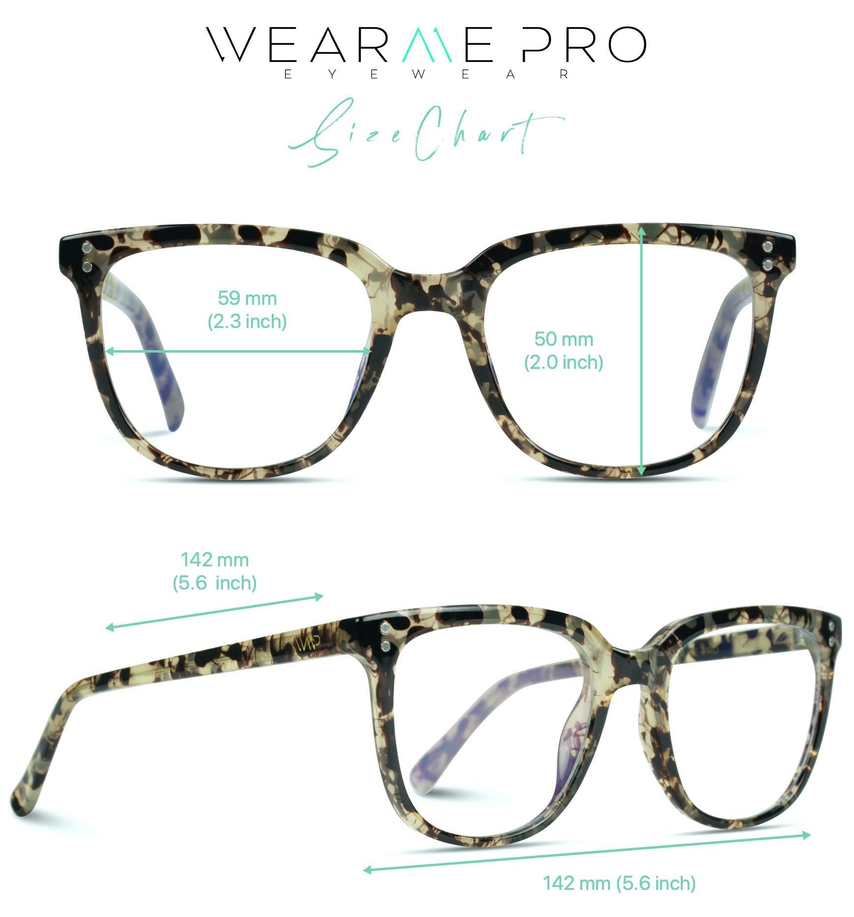 WearMe Pro - Square Rectangular Classic Flat Top Women Men Unisex Blue Light Glasses (Cream-Tortoise)