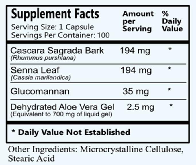 Daily Manufacturing Vega-Lax™ (Cascara Sagrada Bark, Senna Leaf, Glucomannan & Dehydrated Aloe Vera Gel) 100 Vegetarian Capsules