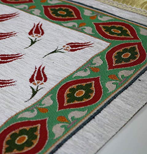 Modefa Prayer Mat | Luxury Woven Chenille Janamaz Sajadah | New Muslim Convert Revert Gift Set | Free Quran + Tesbih Beads | Turkish Tulip Red