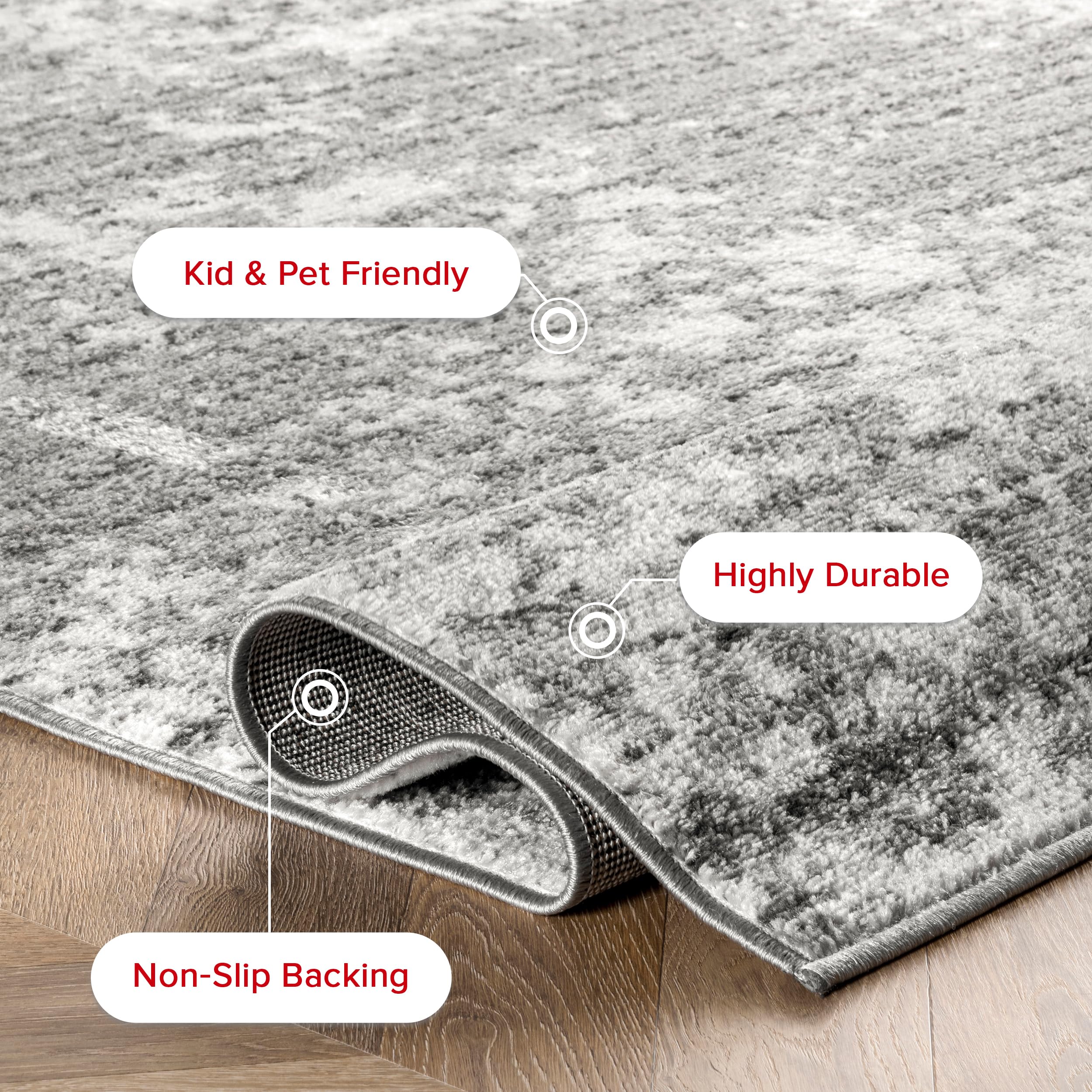 nuLOOM Deedra Modern Abstract Area Rug - 8 Square Area Rug Modern/Contemporary Grey/Ivory Rugs for Living Room Bedroom Dining Room Kitchen