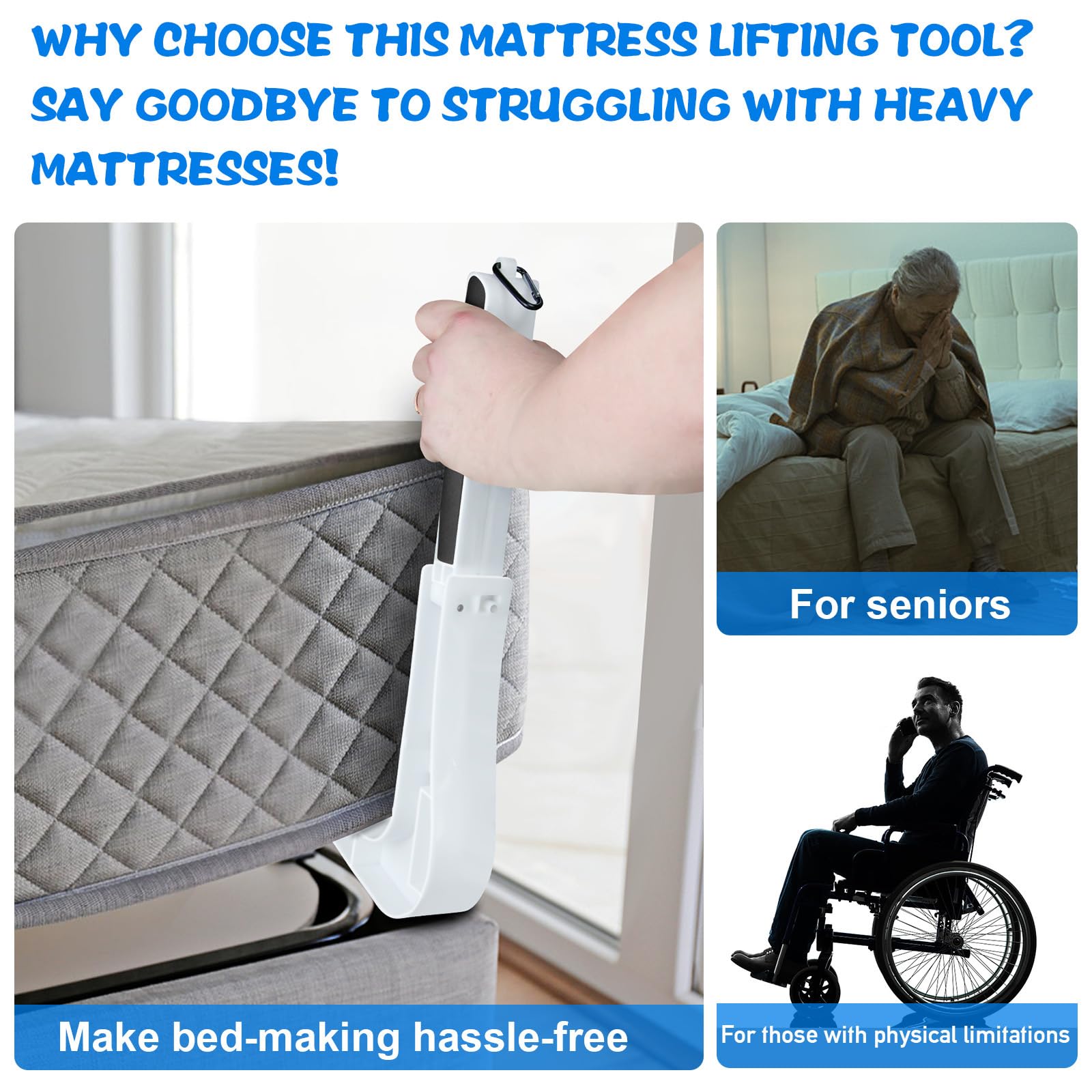 Gllehkt Mattress Lifting Tool Ergonomic Under Mattress Wedge Elevator for Changing Sheets Effortless Bed Making Simple Operate