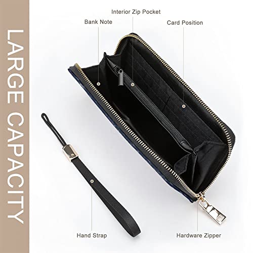 FunnyStar Dragonfly Constellations And Stars Women's Long RFID Hand Wallet Wristlet Clutch Purse PU Leather Handbag with Wrist Strap