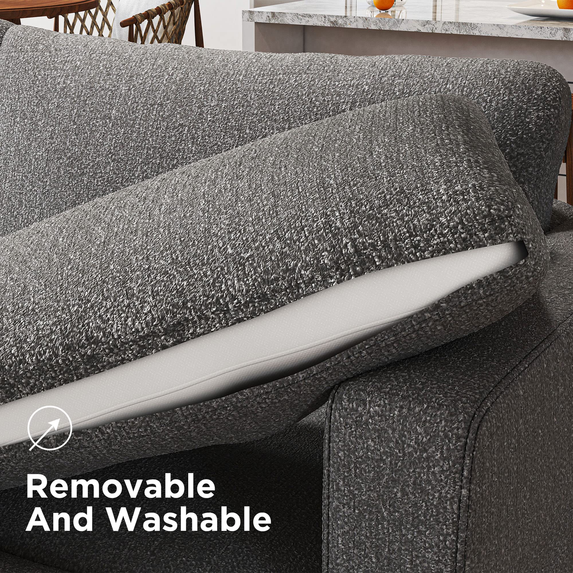 HONBAY Reversible Modular Sofa L Shaped Couch with Wide Chaise Oversized Modular Sectional Couch with Deep Seat & Storage Seat, Dark Grey