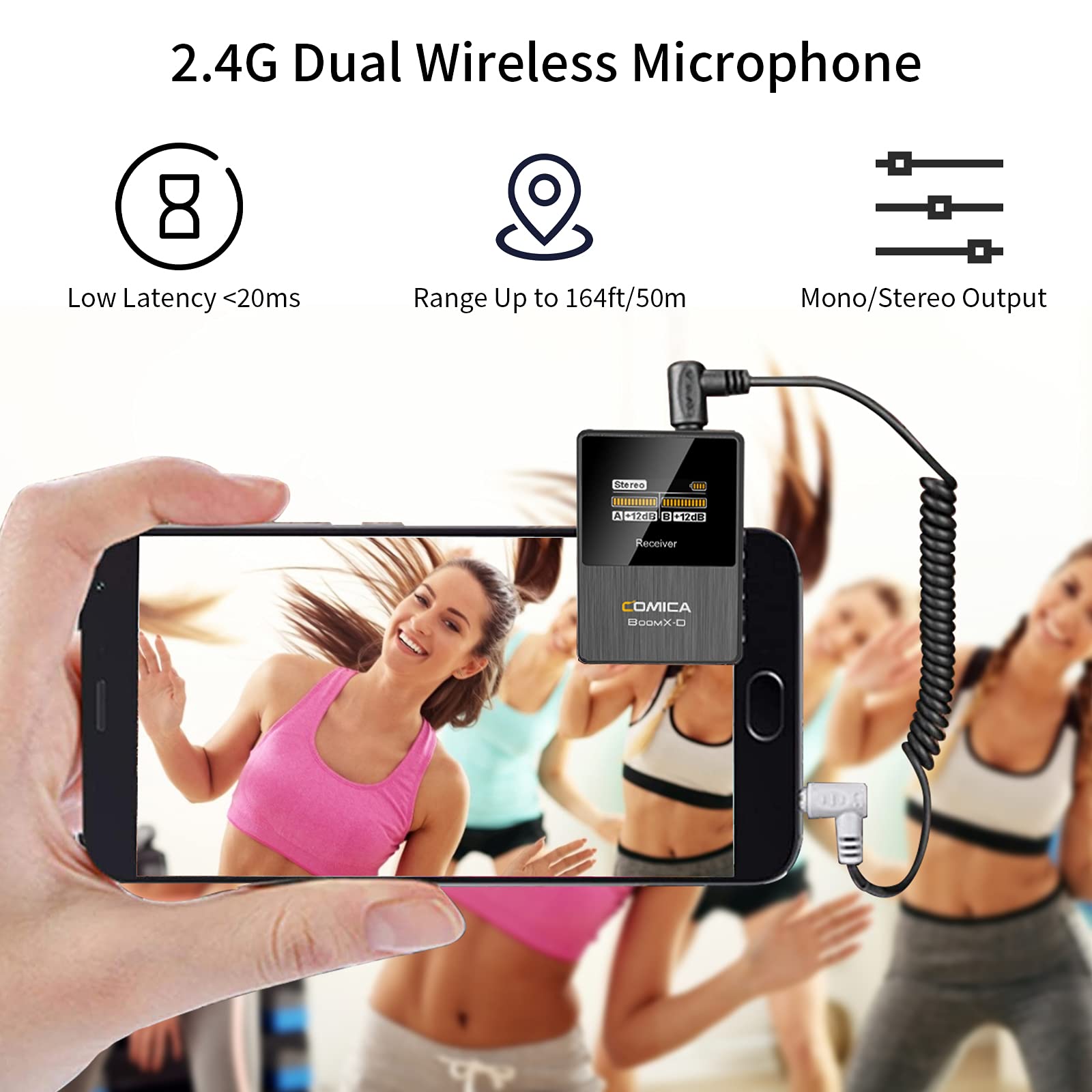 comica Vimo Q Four-Channel Mini Wireless Lavalier Microphone System with 4 Transmitters and 1 Receiver with Charging Case for Phone Video Recording Interview Youtubers Vloggers