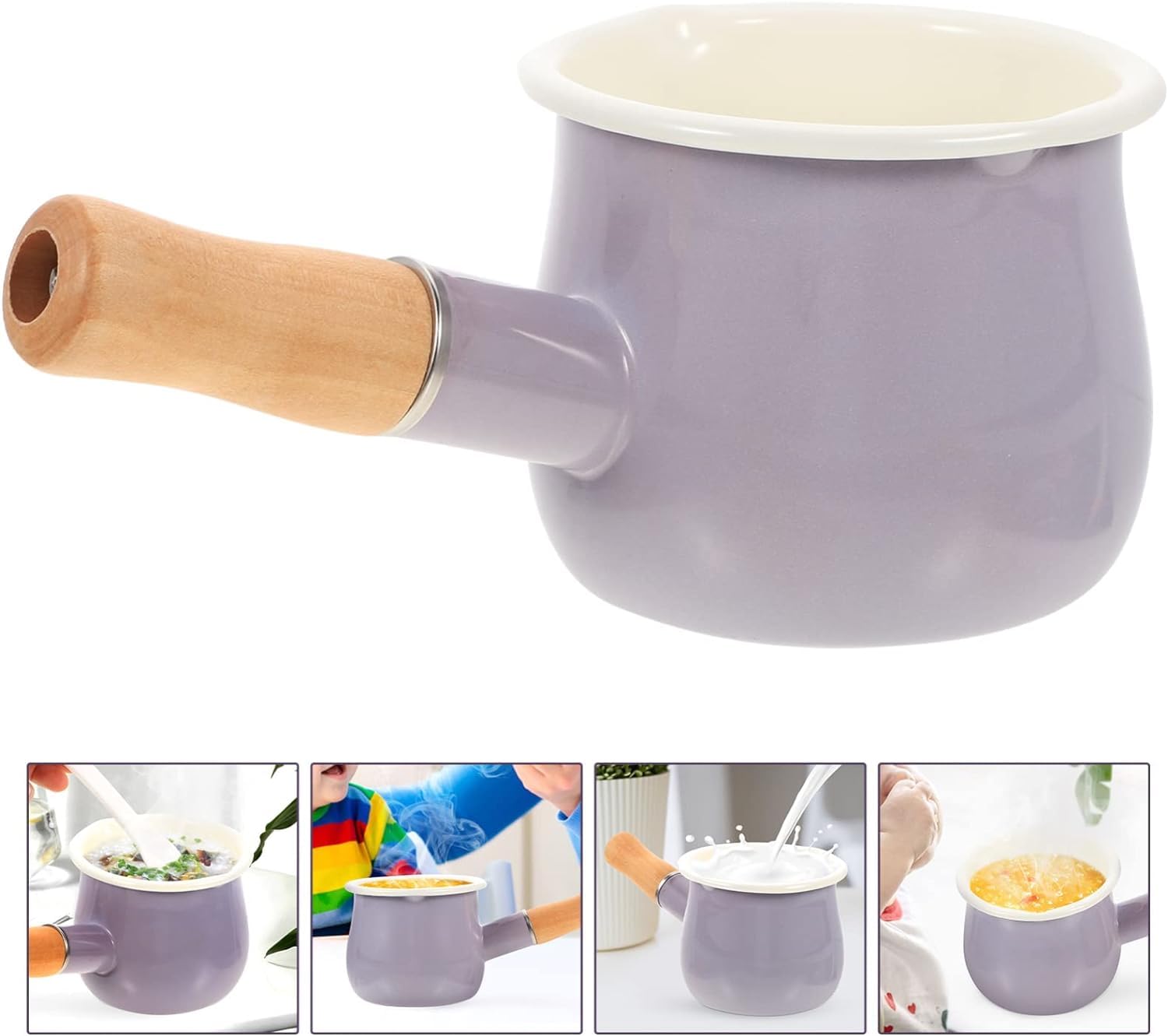 Enamel Saucepan Small Nonstick Sauce Pot Soup Pot Stockpot Pasta Pot Milk Warmer Pot Ramen Pot for Home Kitchen Random Style