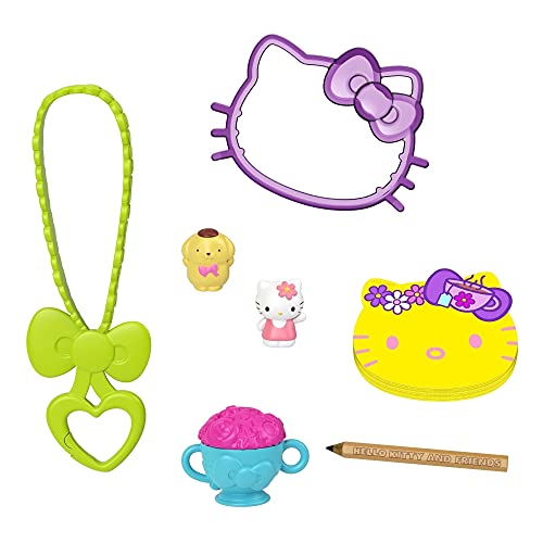 Mattel Mattel Hello Kitty Tea Party Compact (4.9-in) with 2 Sanrio Minis Figures, Stationery Notepad and Accessories, Great Gift for Kids Ages 4Y+