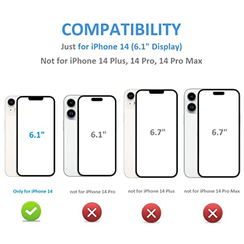 ONETOP Compatible with iPhone 14 Wallet Case with Card Holder, PU Leather Kickstand Card Slots Case, Double Magnetic Clasp and Durable Shockproof Cover 6.1 Inch (Black)
