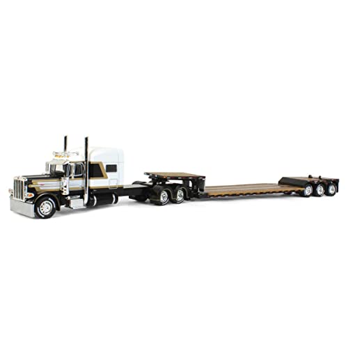 DCP 1/64 Black & White Peterbilt 389 w/Fontaine Renegade Lowboy & Flip Axle 60-1301