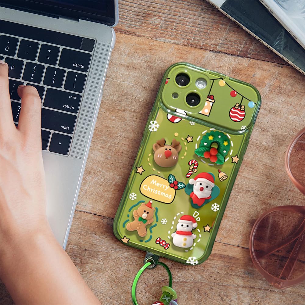 Christmas Tree Pendant Flip Mirror Case Cover for iPhone, 2023 New Christmas Tree Phone Case with Pendant for iPhone 13/14/15 (Green, for iPhone 13 Pro Max)