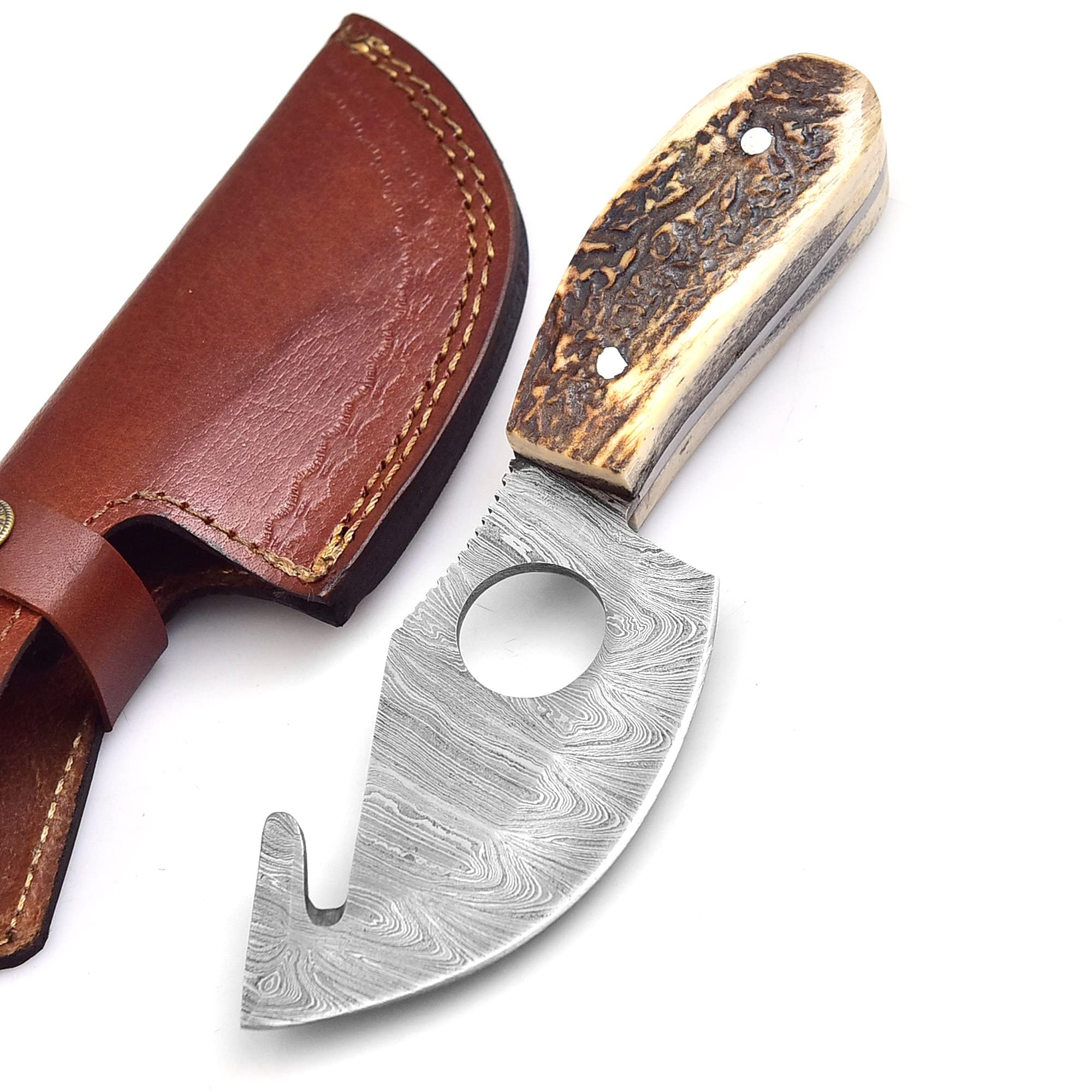 Damascus Hunting Knife Damascus Fixed Blade Knife Damascus Gut Hook Knife Damascus Ka br Knife Handmade Knives Camping knives
