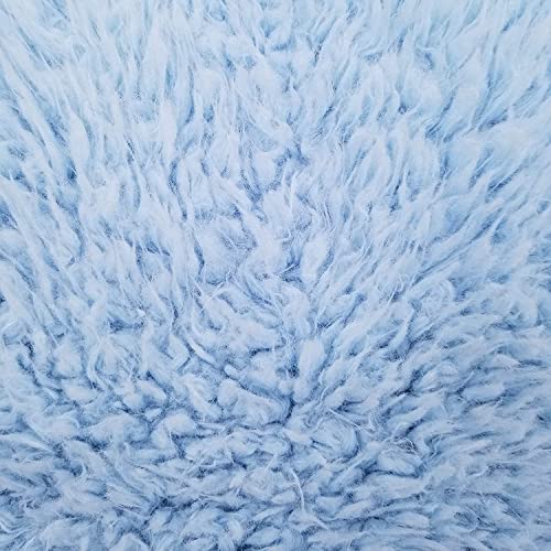 Texco Inc Flokati Curly Faux Fur Cuddly Fabric, Baby Blue 5 Yards