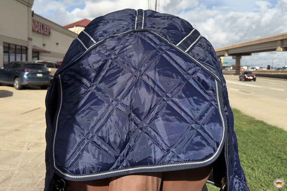 HILASON Western Horse Stable Blanket Quilted | Horse Blanket | Horse Blankets for Winter | Water Resistant Stable Blankets for Horses | Blankets for Horses | Blue | 78 Inches
