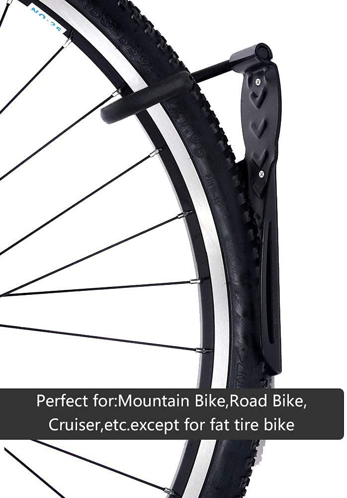 DIRZA Bike Wall Mount Rack with Tire Tray - Vertical Bike Storage Rack for Indoor,Garage,Shed - Easy to install - Great for Hanging Road,Mountain or Hybrid Bikes - Screws Included - 1 Pack