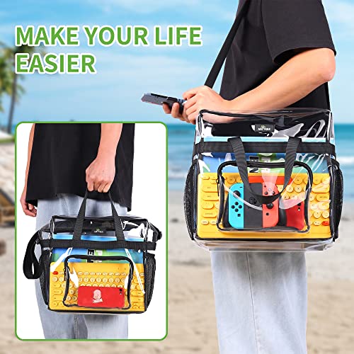 MAY TREE Clear Bag Stadium Approved 12×6×12, Clear Stadium Bag for Women and Men, Clear Lunch Bag for Work Travel Sport Office, Clear Tote Bag Stadium Approved with Non-Removable Straps - Black
