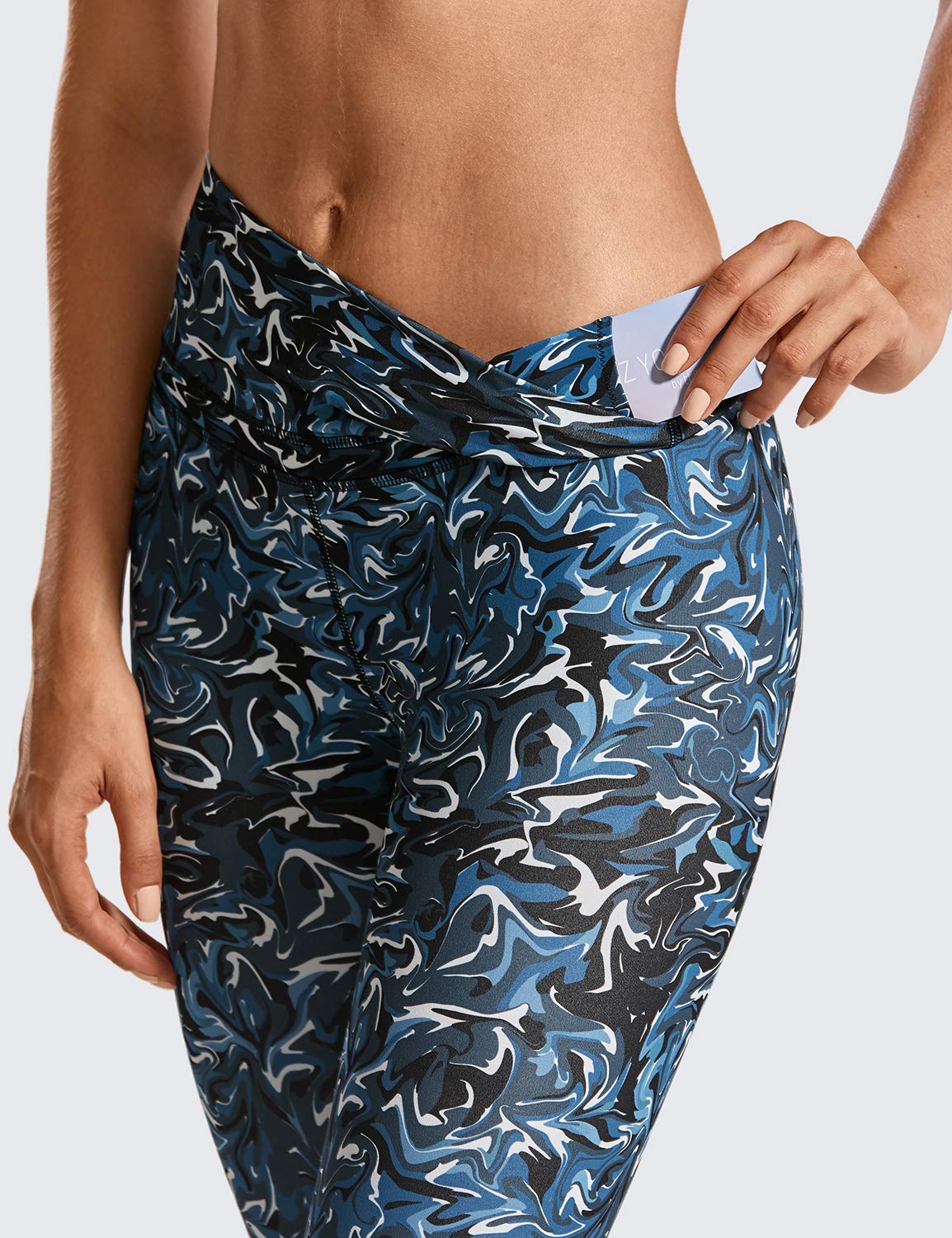 CRZ YOGA Women's Naked Feeling Workout Capris Leggings 19" - Gym Compression Tummy Control Yoga Capri Pants Ice Flower Multi1 Small