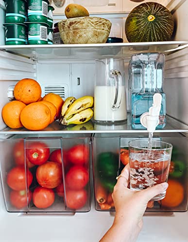 Water drink dispenser for fridge. 1.5 Gal. Pitcher Refrigerator. Reusable PETG plastic bottle with faucet, spigot. Pur water jug. Tank for drinks, cocktails, juice. Zero BPA.beach, camping. (1.5Gal)