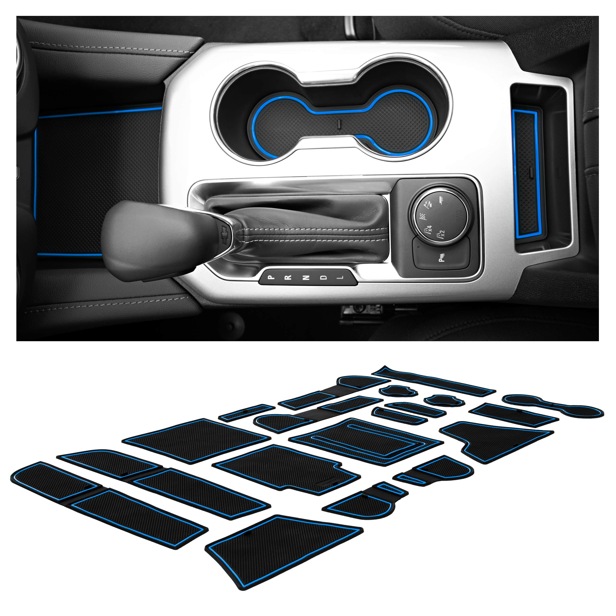 CupHolderHero fits Chevy Blazer Accessories 2019-2023 Premium Custom Interior Non-Slip Anti Dust Cup Holder Inserts, Center Console Liner Mats, Door Pocket Liners 19pc Set (Gray Trim)