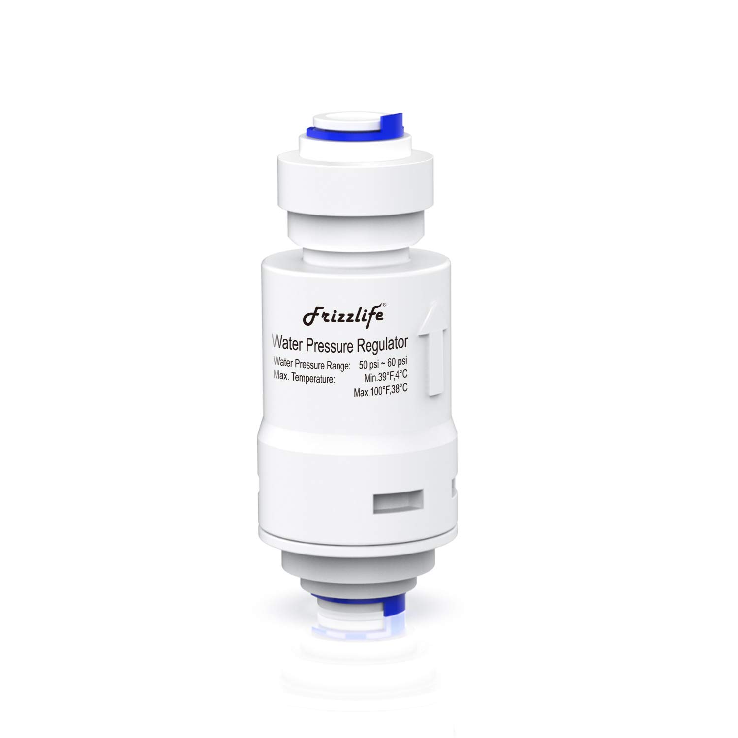 Frizzlife Water Filter Pressure Regulator Protection Valve For Reverse Osmosis & Water Filter System, 60PSI, 1/4” Quick Connect Push Fit, PRV01