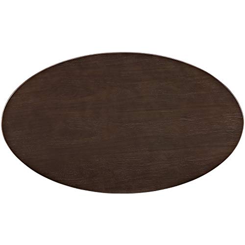 Modway Lippa 48" Mid-Century Modern Dining Table with Oval Top in Walnut