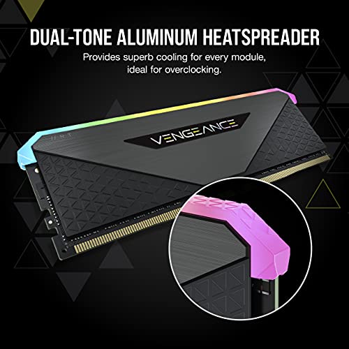 CORSAIR Vengeance RGB RT 32GB (2x16GB) DDR4 3600 (PC4-28800) C16 1.35V Desktop Memory, Black