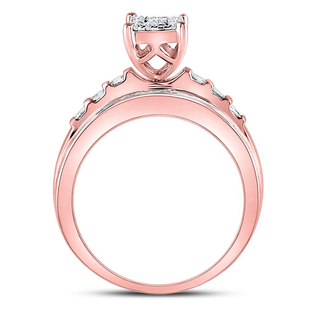 Dazzlingrock Collection 10kt Rose Gold Womens Round Diamond Cluster Bridal Wedding Engagement Ring 1/2 ctw