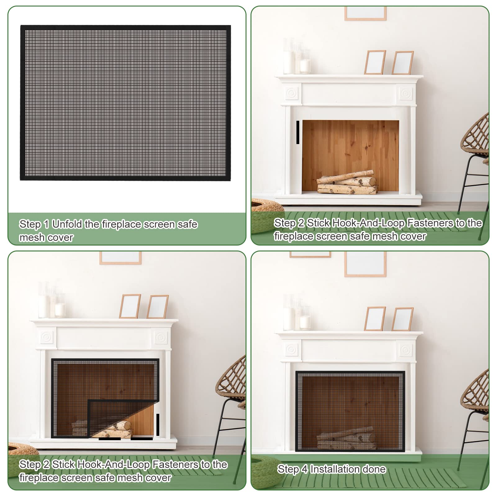 Fireplace Screen Safe Mesh Gate Child Proof Fireplace Mesh Screen Fireplace Barrier Guard Fireplace Net Adhesive Fireplace Cover Fireplace Doors for Existing Fireplace for Toddler Baby Pets 39*32inch