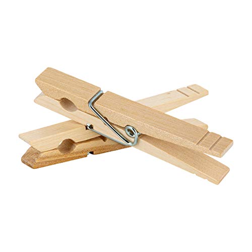 Woolite Extra Large Wooden 100 Pack Clothespins| Dimensions: 0.4 x 0.43 x 3.25 inches| Perfect for Indoor and Outdoor Use| Great for Hanging Clothes, Art & Crafts| Bags, Rust Resistant