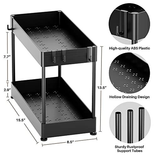 TIMEBAL 2 Pack Under Sink Organizers and Storage, 2 Tier Bathroom Organizer Countertop kitchen Sink Organizer Shelf Basket, Bathroom Counter Sink Organizer Multi-purpose Under Sink Storage for Kitchen