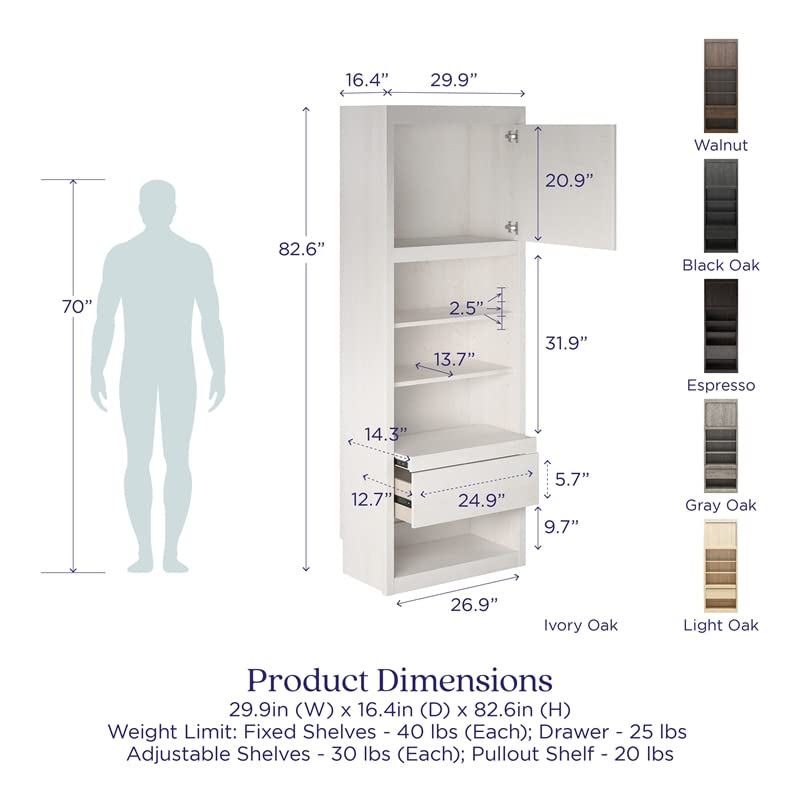 Signature Sleep Paramount Full Wall Bed & 2 Side Cabinet Bundle in Gray Oak