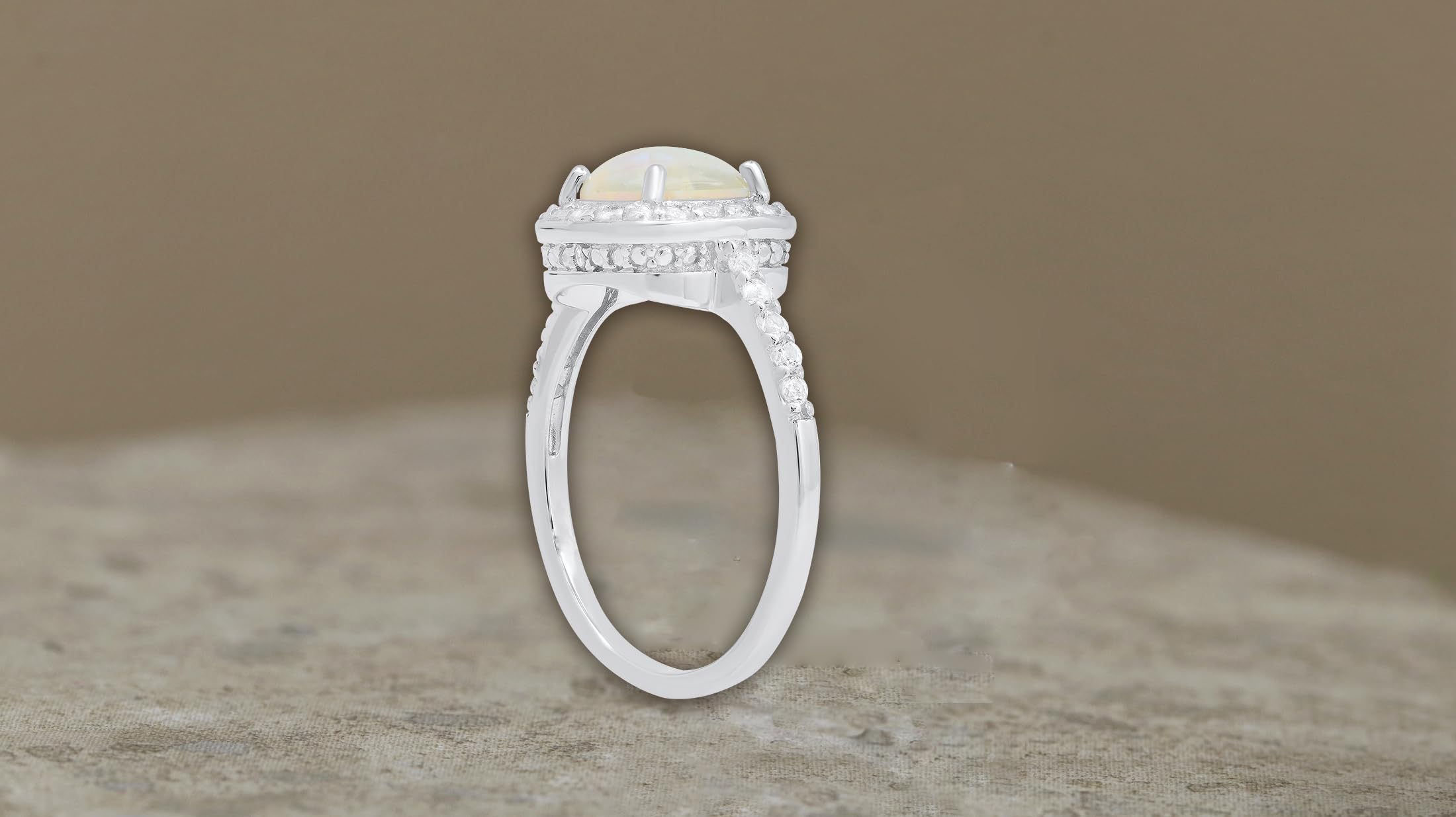 Dazzlingrock Collection 7 mm Cushion Lab Created Opal & Round White Sapphire Women Halo Style Vintage Traditional Engagement Ring | 925 Sterling Silver, Size 8