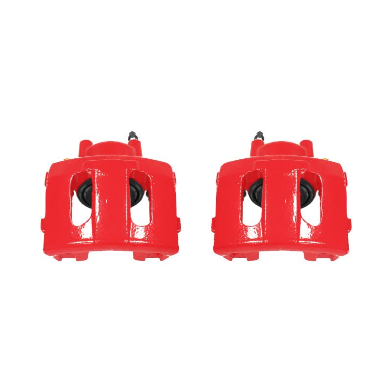 Power Stop S4339 Front Pair of High-Temp Red Powder Coated Calipers For 1991 - 2001 Jeep Cherokee Mid Size XJ | 1993- 1998 Grand Cherokee | 1990 - 2006 Wrangler [Application Specific]