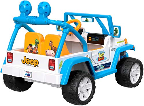 Power Wheels Disney Pixar Toy Story Jeep Wrangler, 12V battery-powered ride-on vehicle for preschool kids ages 3-7 years