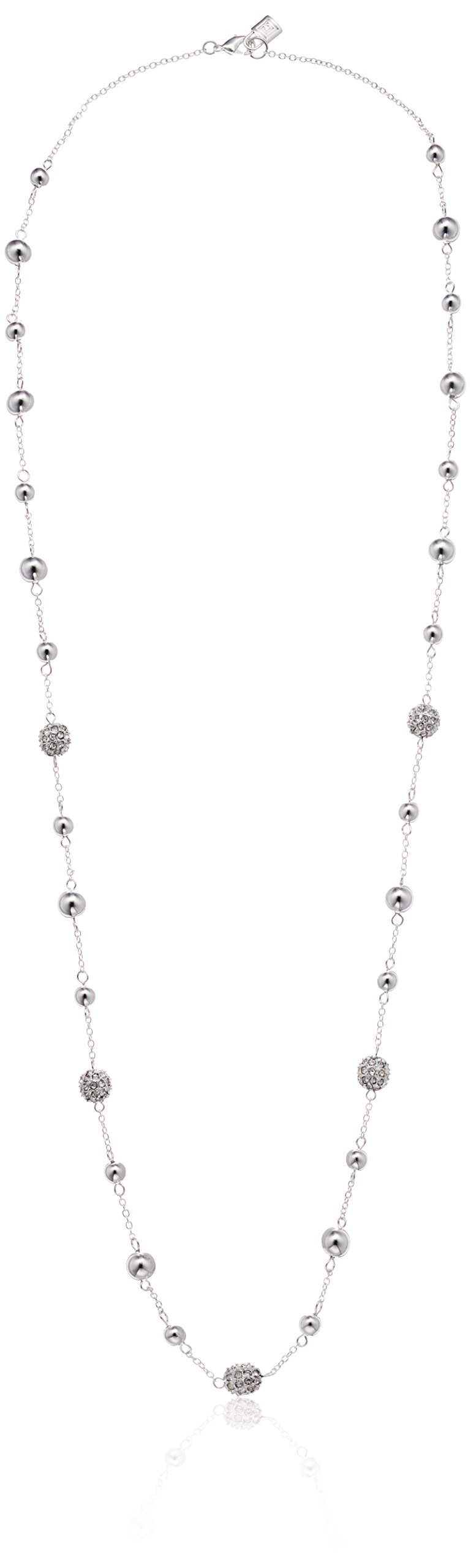 Chaps Women's Long 36Inch Fireball Illusion Strand Necklace, Silver