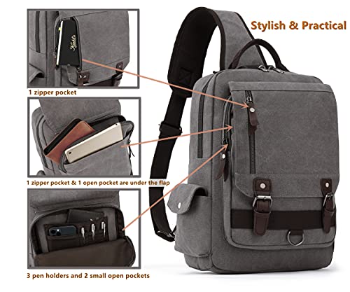 Leaper Canvas Messenger Bag Anti-Theft Crossbody Bags Sling Bag with USB Black, XL