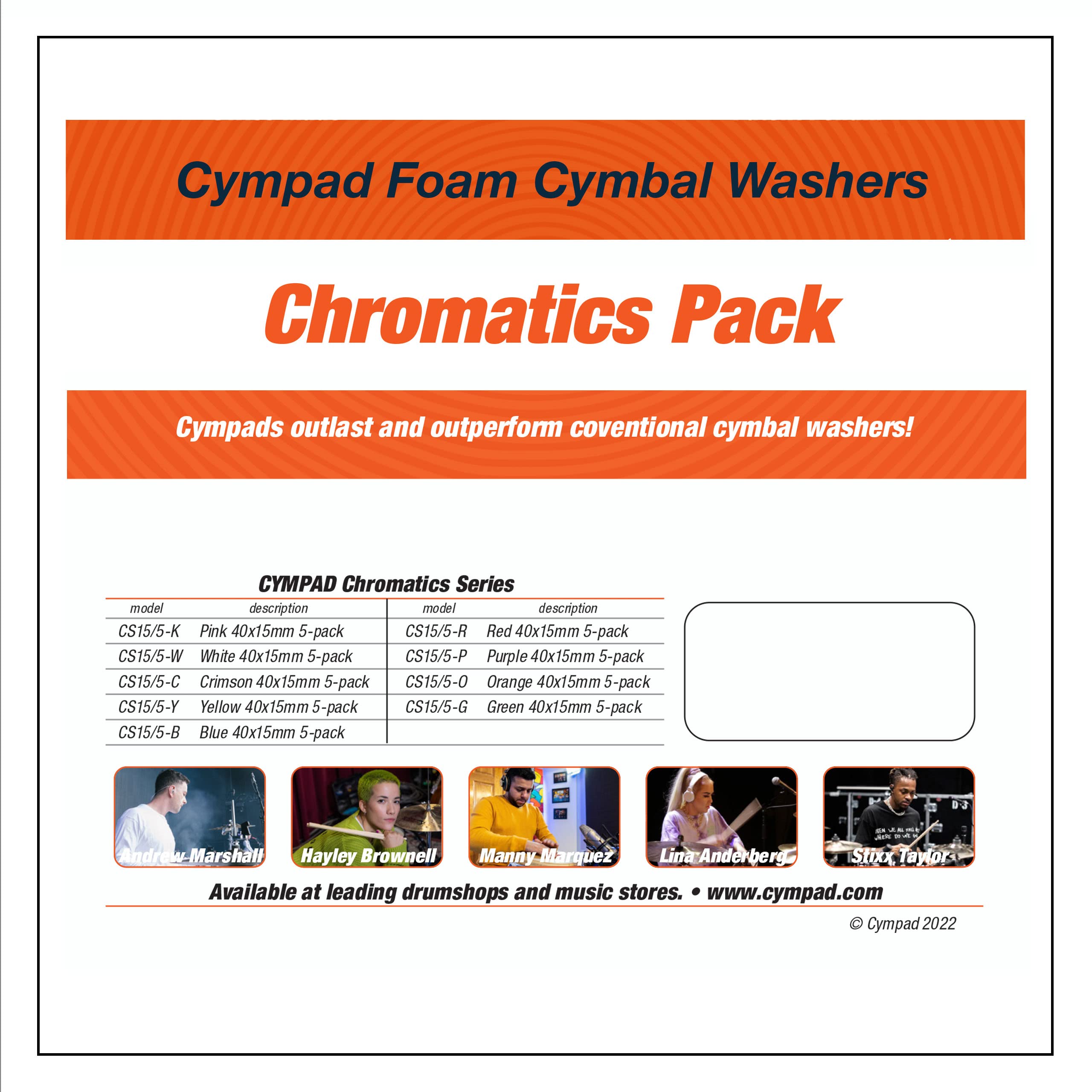 Cympad Chromatics Foam Cymbal Washer Set 40/15mm Crimson