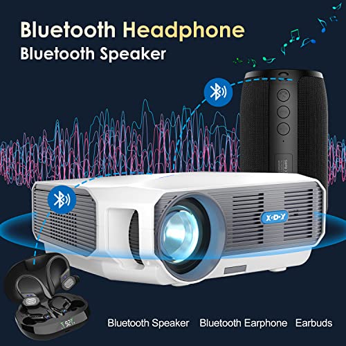 XGODY Portable Projector A4300 Native 1080P HD Projector 9200L 5G WiFi Projector Bluetooth Home Theater Video Projector with Storage Bag Remote Control Support HDMI, VGA, USB, Phone Mirror Link White