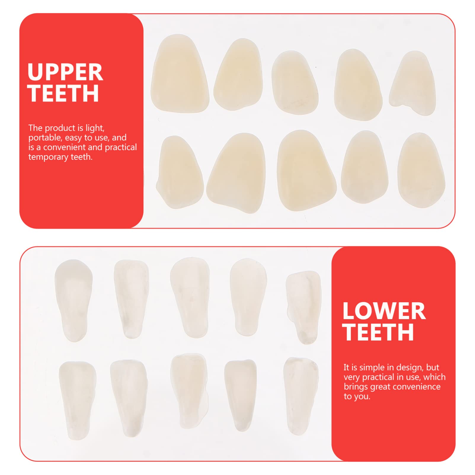 EXCEART Teeth Veneer 100 Pieces Artificial Resin Tooth Fillings Temporary Veneer Tooth Replacements Tooth Repair Supply