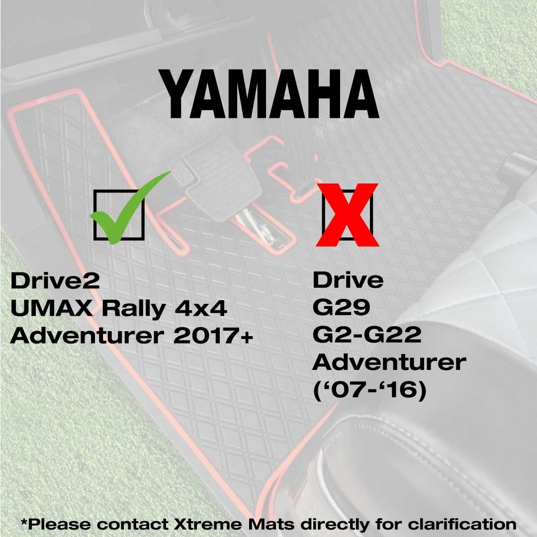 Xtreme Mats Golf Cart Floor Mat Compatible with Yamaha Drive2, Full Coverage Golf Cart Floor Liner Mat - Fits Yamaha Drive2 Models Only (2017-2023) & UMAX Rally 4x4 - All Black