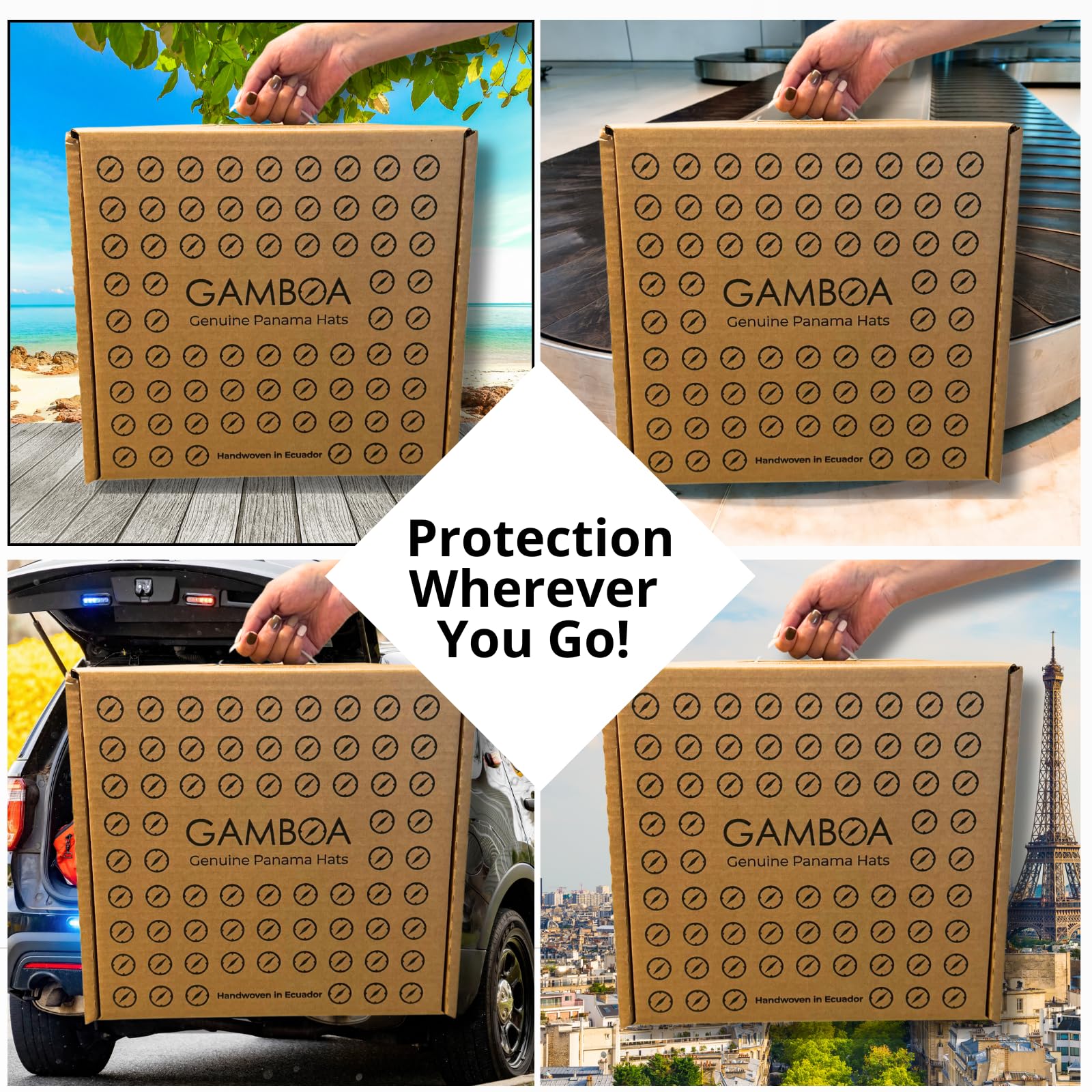 Gamboa Original Panama Hat for Men and Women Fedora Straw Summer Beach Sun Hat Protection UV UPF50+ White