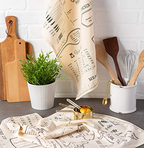 DII Cotton Printed Dish Towels, 18x28 Set of 2, Decorative Oversized Kitchen Towels, Perfect Home and Kitchen Gift - Measure Up