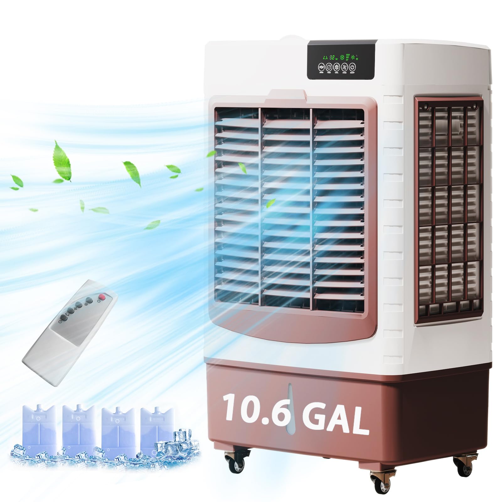 Evaporative Cooler, 3531CFM Evaporative Air Cooler with 10.6 Gal Large Tank, 130° Oscillation Swamp Cooler Air Conditioner, Remote Control, 1-24H Timer, 3 Wind Speeds Air Cooler for Room InOutdoor