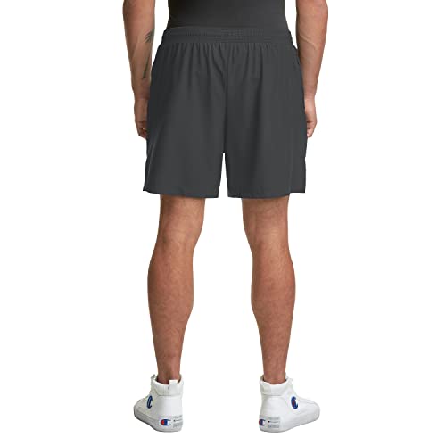 Champion Brief Liner, MVP, Gym Men, Moisture Wicking Shorts, 5", Stealth C Patch Logo, Medium