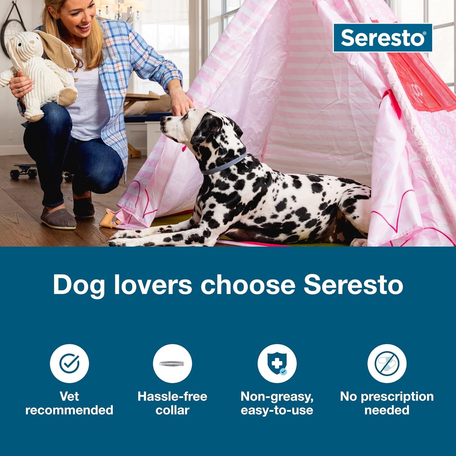 Large Dog Vet-Recommended Flea & Tick Treatment & Prevention Collar for Dogs Over 18 lbs seresto